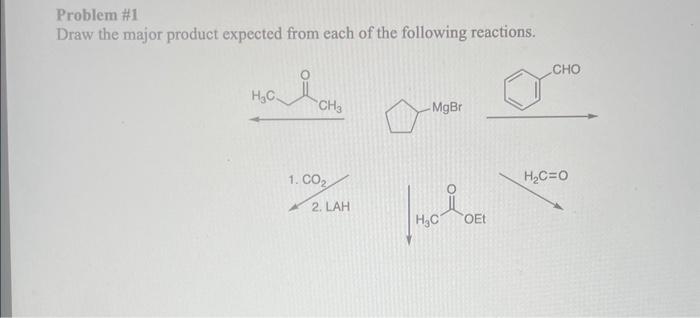 Solved Problem \#1 Draw the major product expected from each | Chegg.com