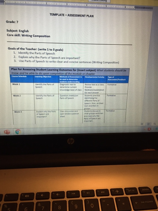 TEMPLATE OF ASSESSMENT PLAN Page-1 Write a 500 word | Chegg.com
