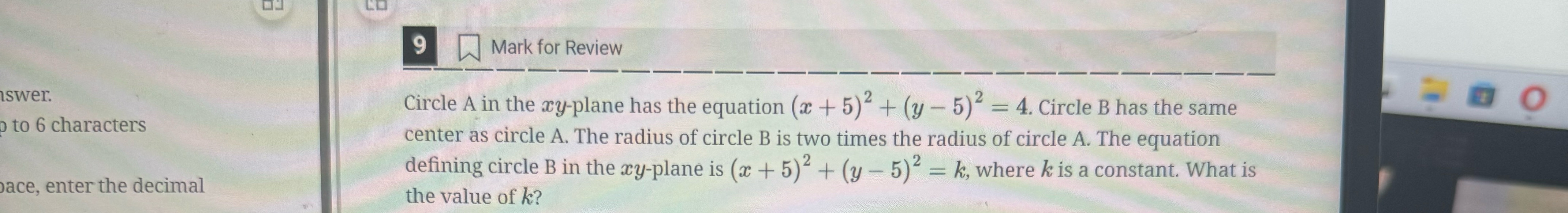 Solved 9 ﻿W Mark for ReviewCircle A in the xy-plane has the | Chegg.com