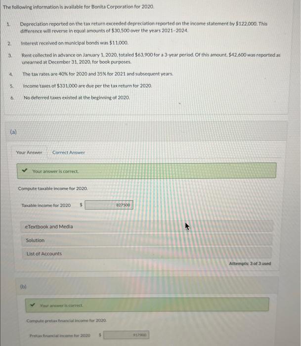 Solved Compute pretax financial income for 2020 Pretax | Chegg.com