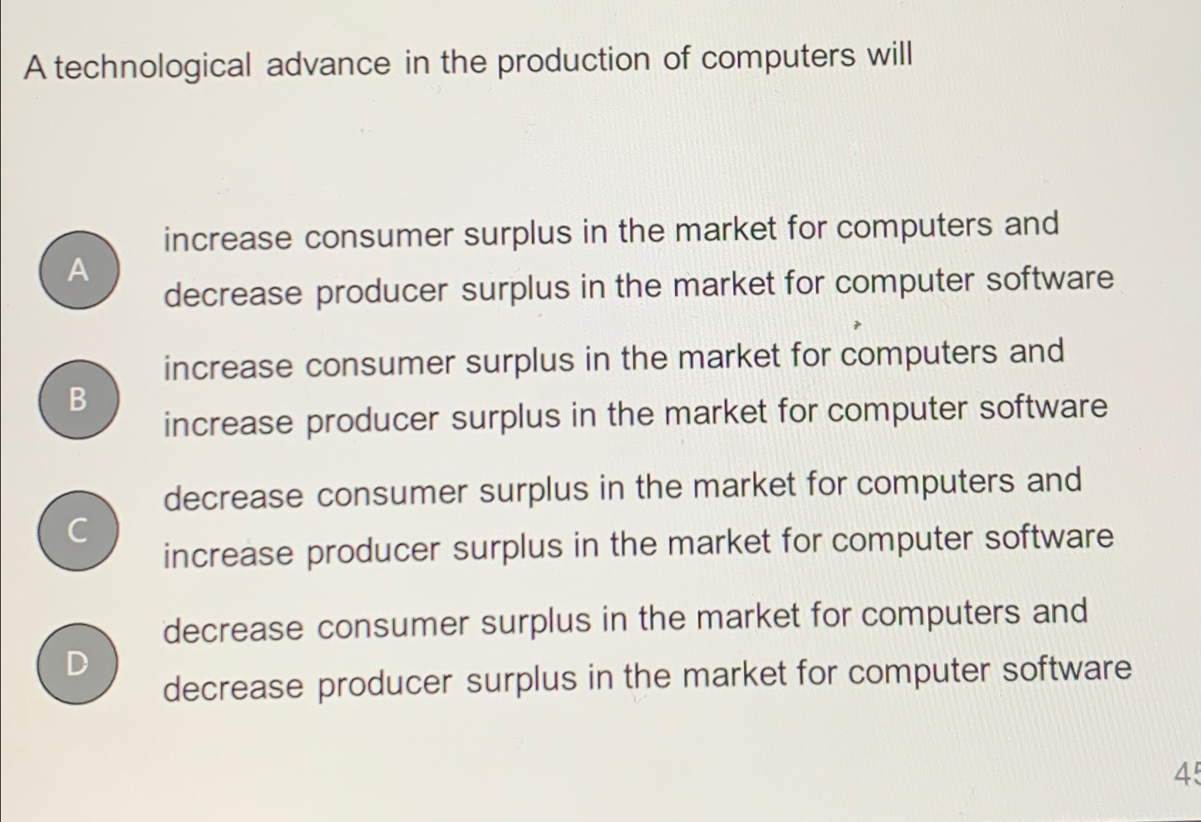 Solved A technological advance in the production of | Chegg.com