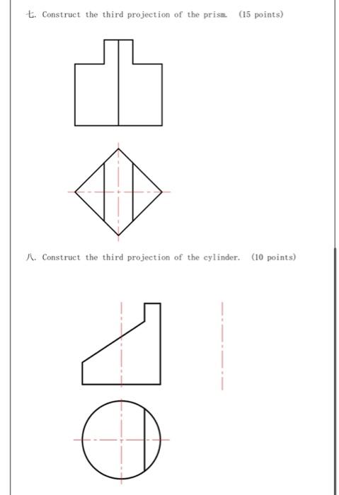 Solved t. Construct the third projection of the prism. (15 | Chegg.com