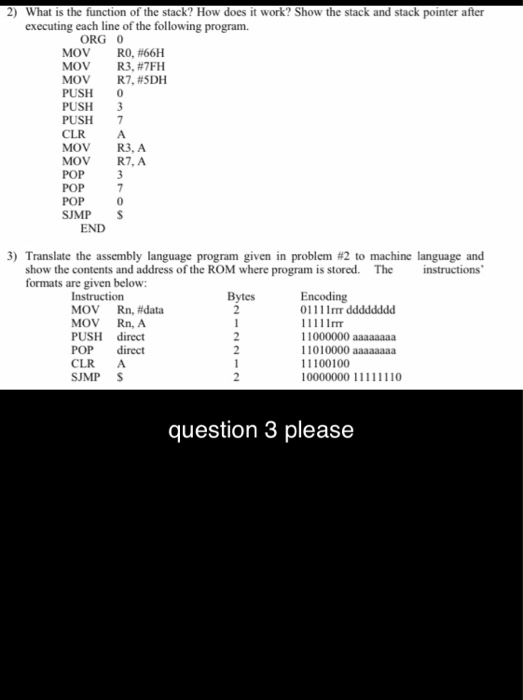 2) What is the function of the stack? How does it | Chegg.com