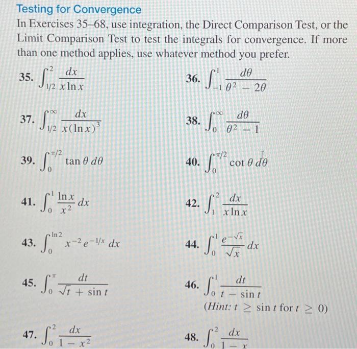 Solved Testing for Convergence In Exercises 35-68, use | Chegg.com