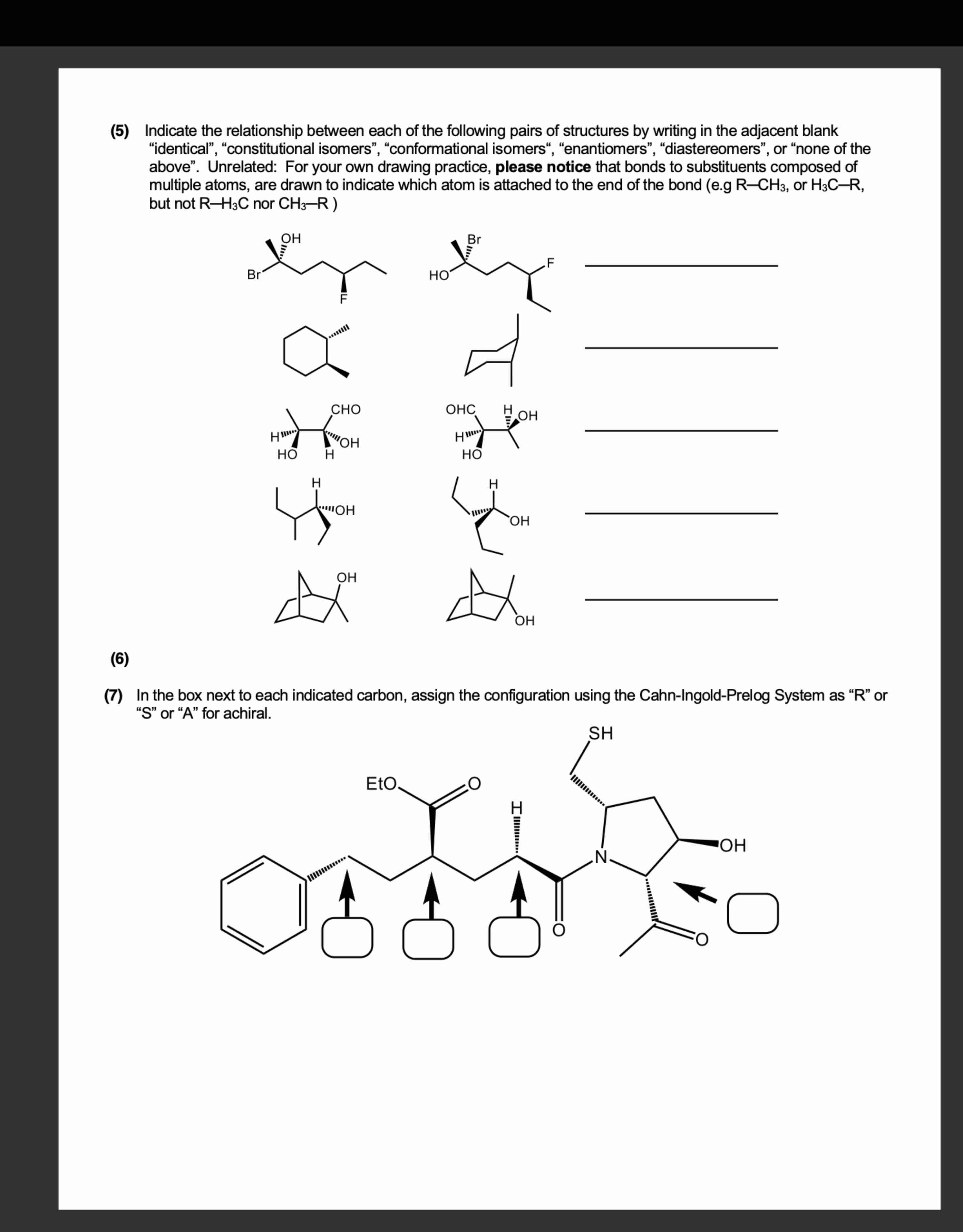 (5) ﻿Indicate the relationship between each of the | Chegg.com