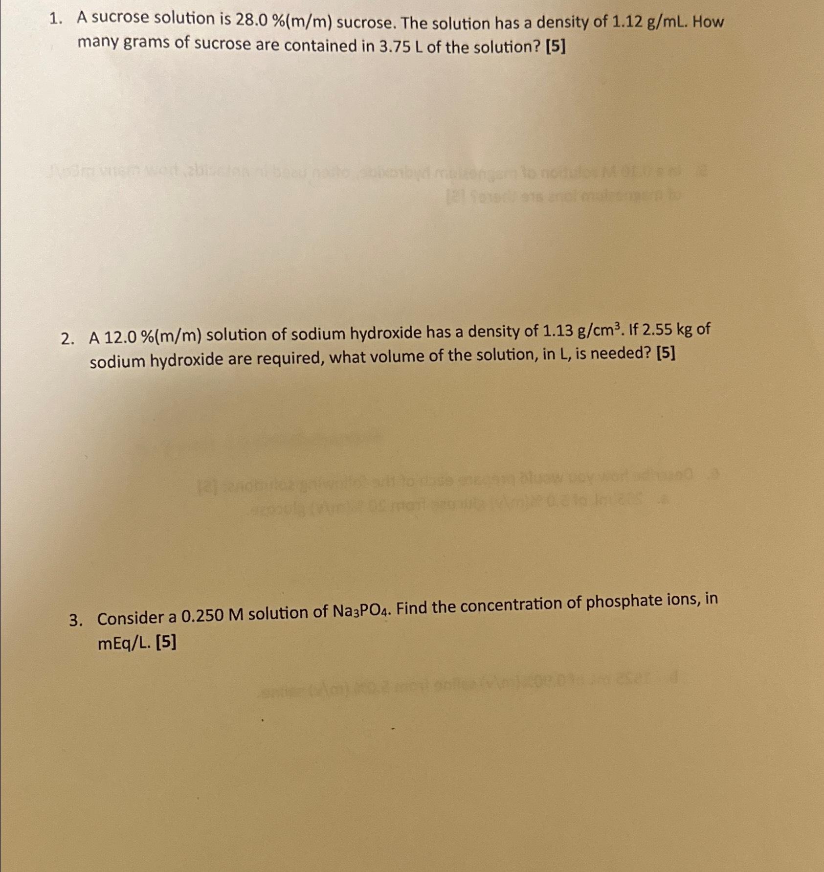 Solved A sucrose solution is 28.0%(mm) ﻿sucrose. The | Chegg.com