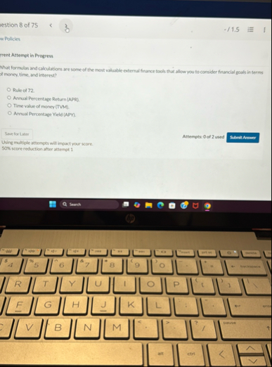 Solved estion 8 ﻿of 75-/ 1.5w Policiesrrent Attempt in | Chegg.com