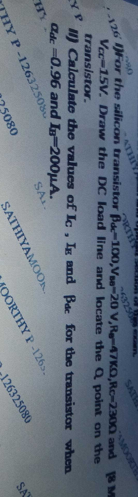 Solved 126 ﻿Uf or the silicon transistor | Chegg.com