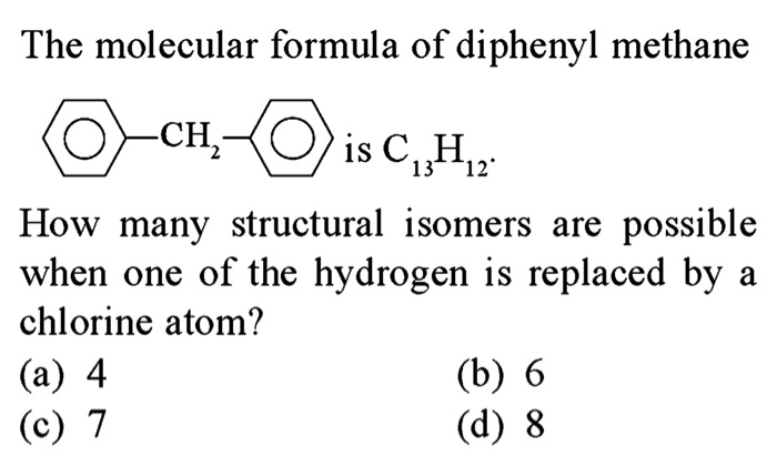 Solved The molecular formula of diphenyl methane CH, is C, | Chegg.com