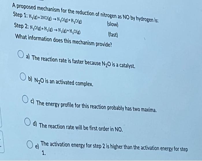Solved A proposed mechanism for the reduction of nitrogen as | Chegg.com