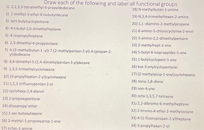 Solved Draw each of the following and label all functional | Chegg.com