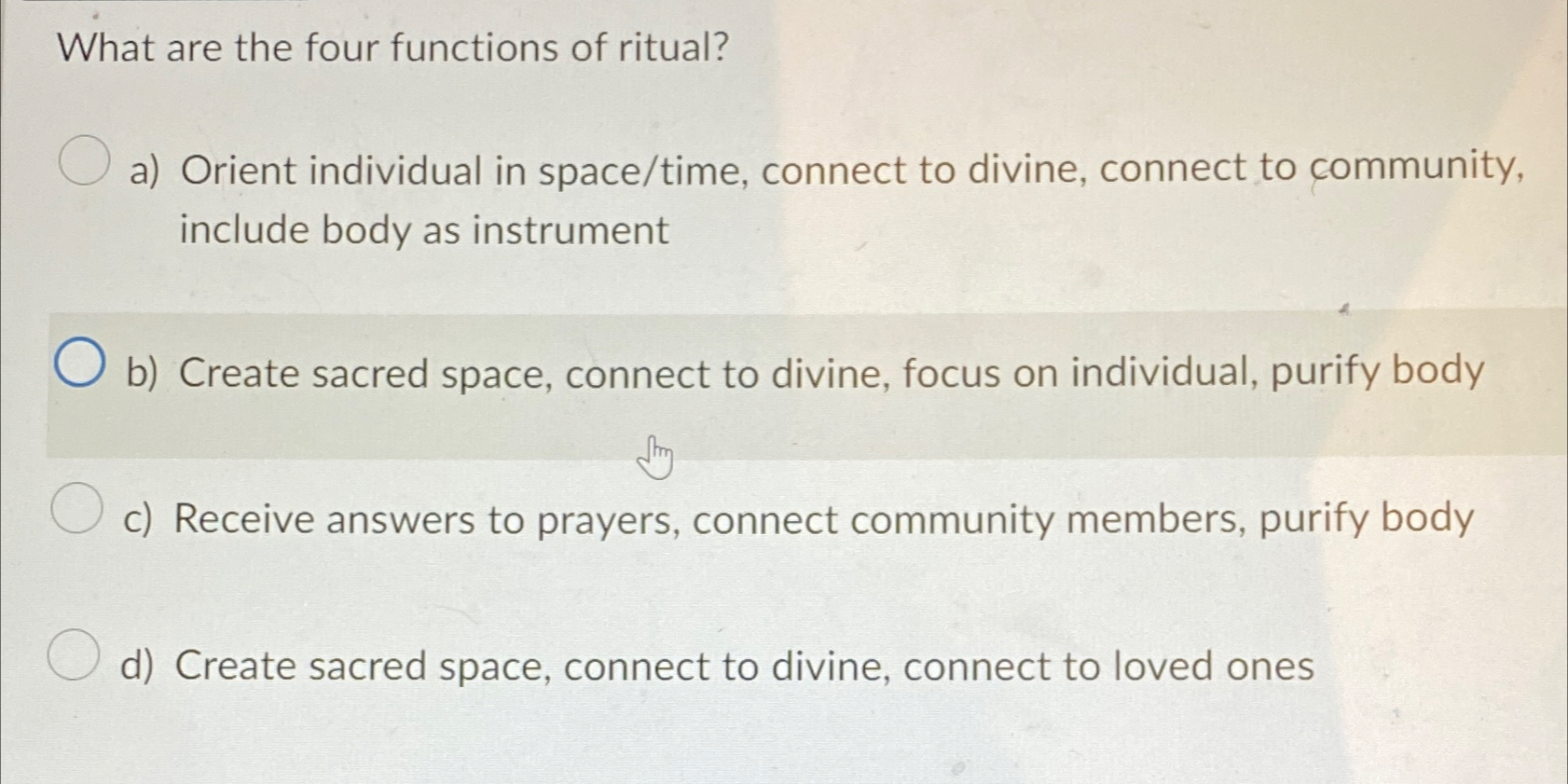 Solved What are the four functions of ritual?a) ﻿Orient | Chegg.com