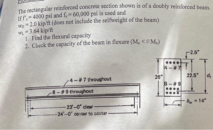 Solved The rectangular reinforced concrete section shown is | Chegg.com