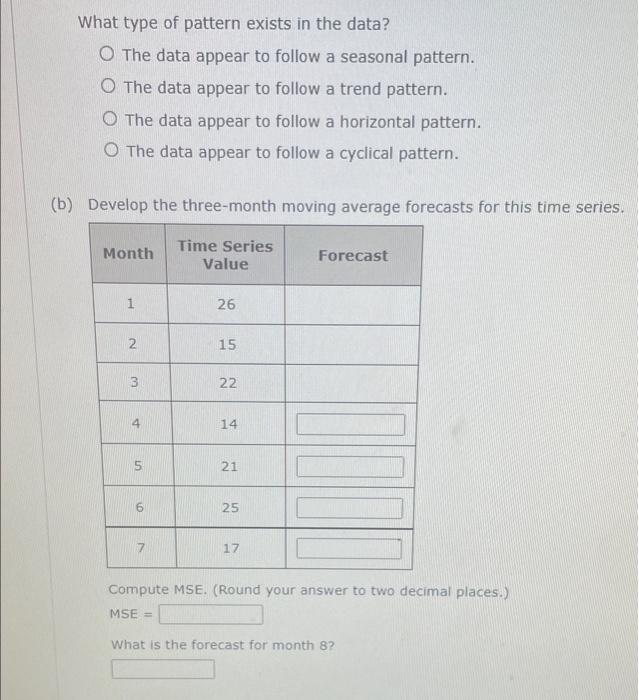 Solved Consider the following time series data. Month 1 2 3 | Chegg.com