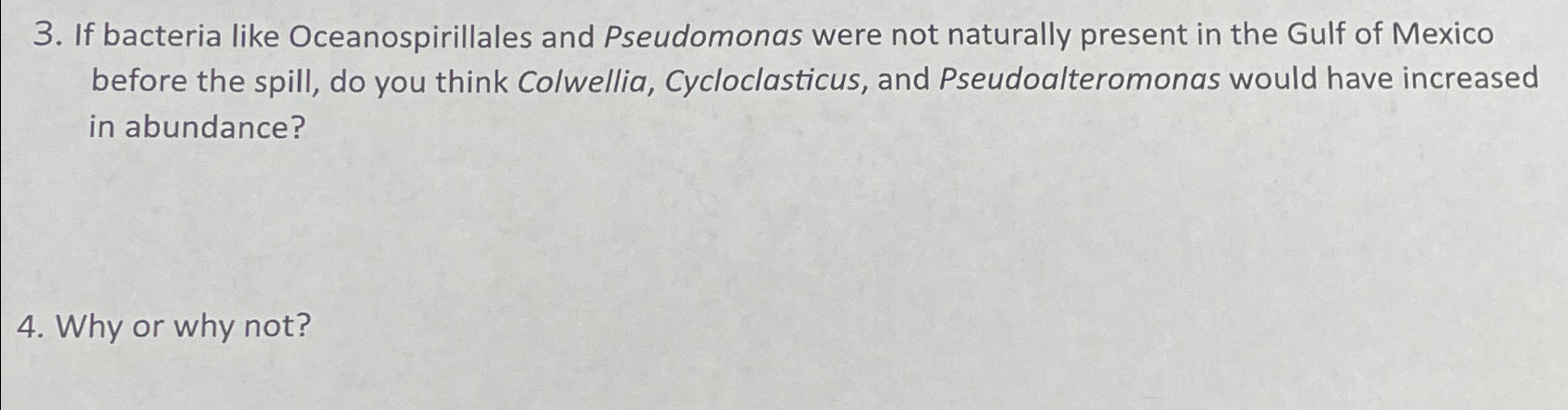 Solved If bacteria like Oceanospirillales and Pseudomonas | Chegg.com