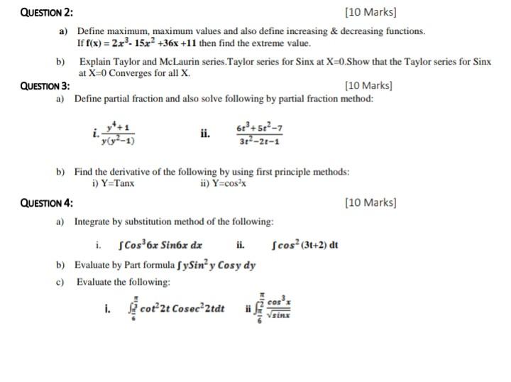 Solved QUESTION 2: [10 Marks] a) Define maximum, maximum | Chegg.com