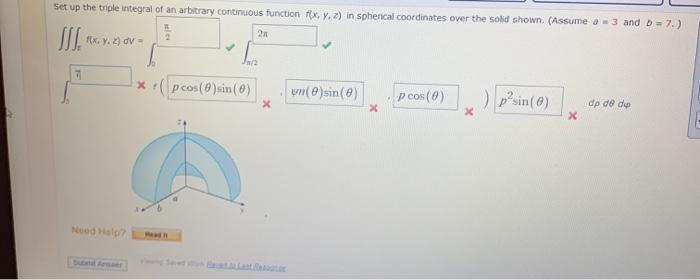 Solved Set up the triple integral of an arbitrary continuous | Chegg.com