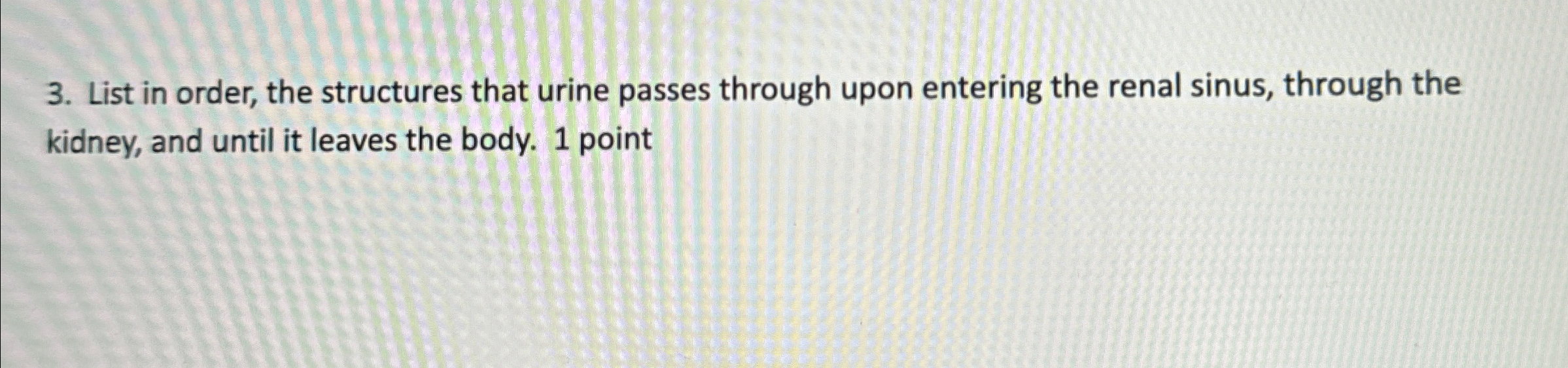Solved List in order, the structures that urine passes | Chegg.com