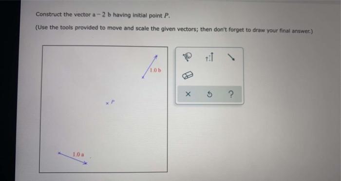 Solved Construct the vector a - 2 b having initial point P. | Chegg.com