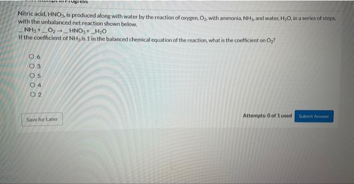 Solved Nitric acid, HNO3, is produced along with water by | Chegg.com