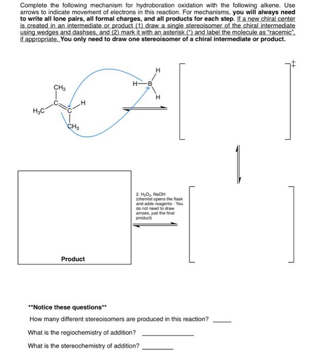 Solved Complete the following mechanism for hydroboration | Chegg.com