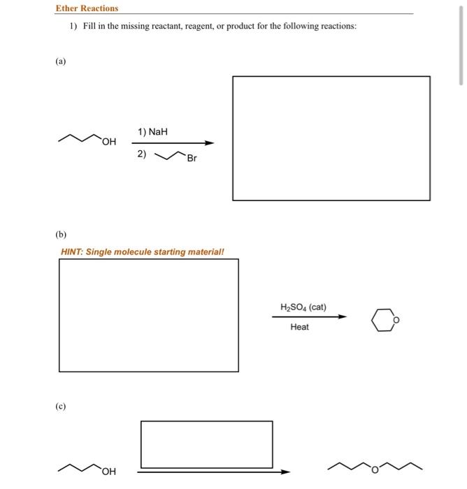 Solved 1) Fill in the missing reactant, reagent, or product | Chegg.com