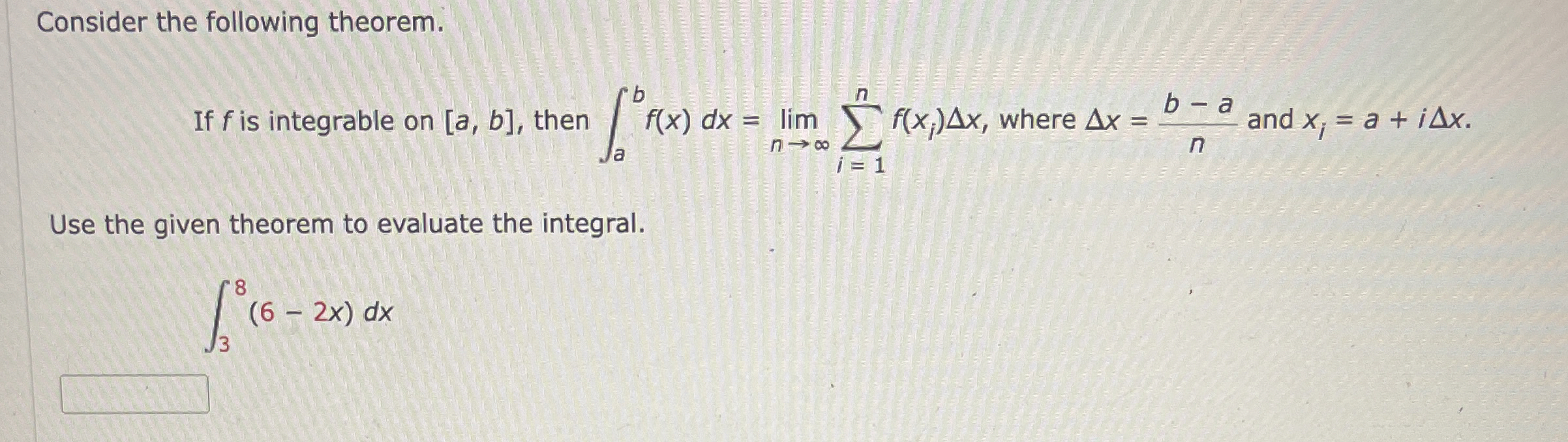 Solved Consider the following theorem.If f ﻿is integrable on | Chegg.com