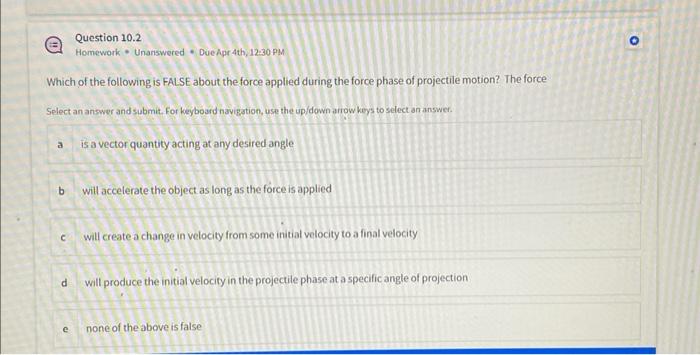 Solved Question 10.2 Homework * Unanswered * Due Apr 4th, | Chegg.com