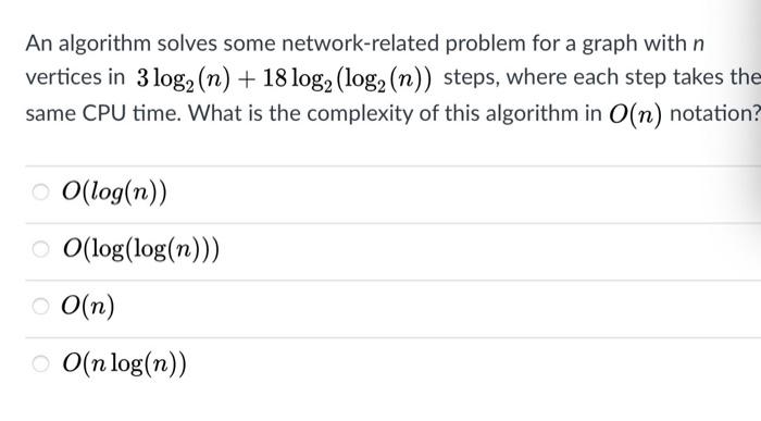 Solved An algorithm solves some network-related problem for | Chegg.com