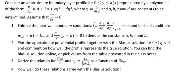 Solved Consider an approximate boundary layer profile for | Chegg.com