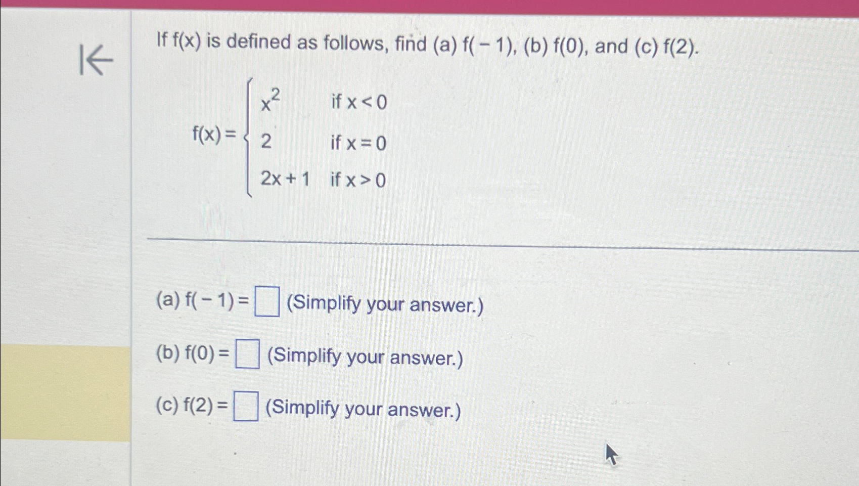 Solved If f(x) ﻿is defined as follows, find | Chegg.com