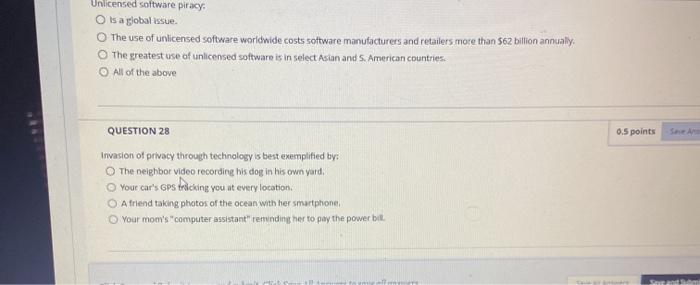Solved Unlicensed software piracy O is a global issue. The | Chegg.com