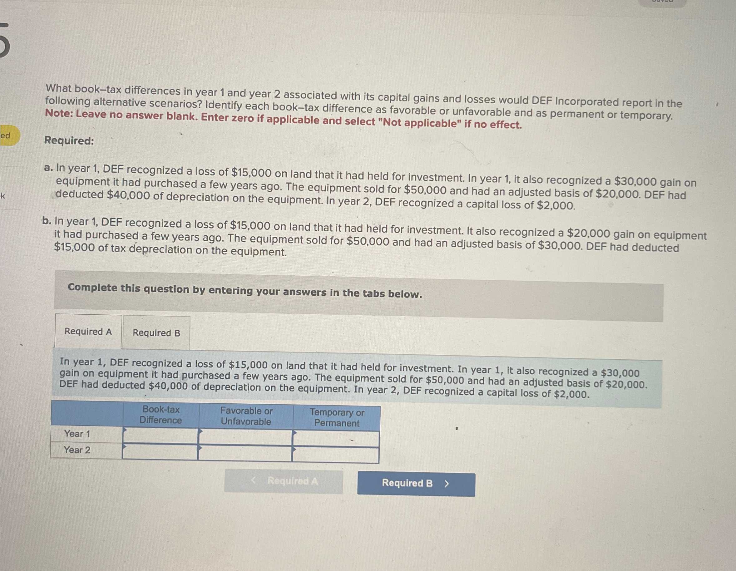 Solved What book-tax differences in year 1 ﻿and year 2 | Chegg.com