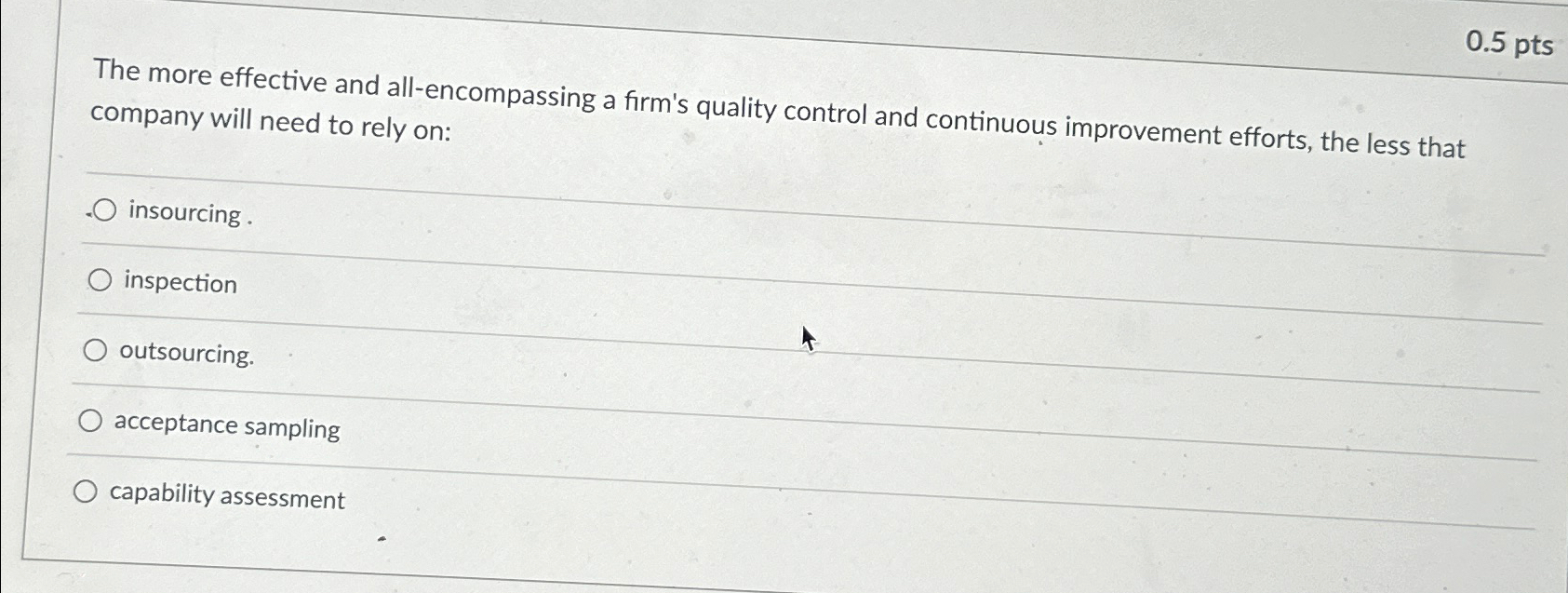 Solved 0.5 ﻿ptsThe more effective and all-encompassing a | Chegg.com