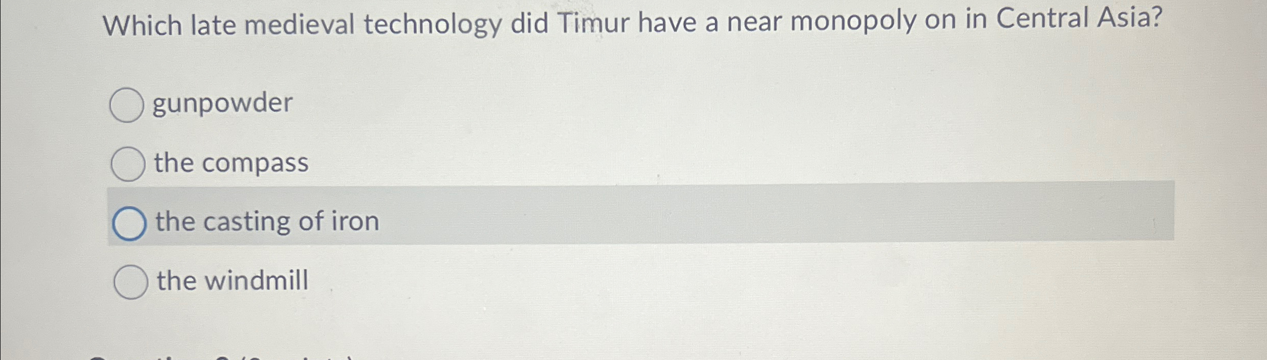 Solved Which late medieval technology did Timur have a near | Chegg.com