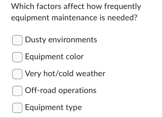 Solved Which factors affect how frequently equipment | Chegg.com