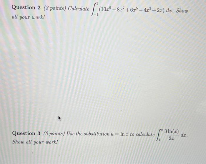 Solved Question 2 (3 points) Calculate | Chegg.com