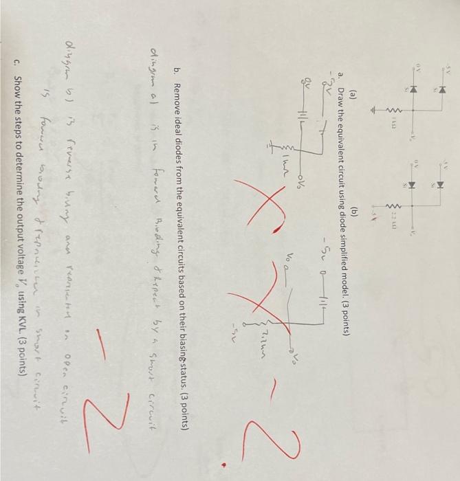 Solved a. Draw the equivalent circuit using diode simplified | Chegg.com