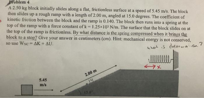Solved A 2.50 kg block initially slides along a flat, | Chegg.com