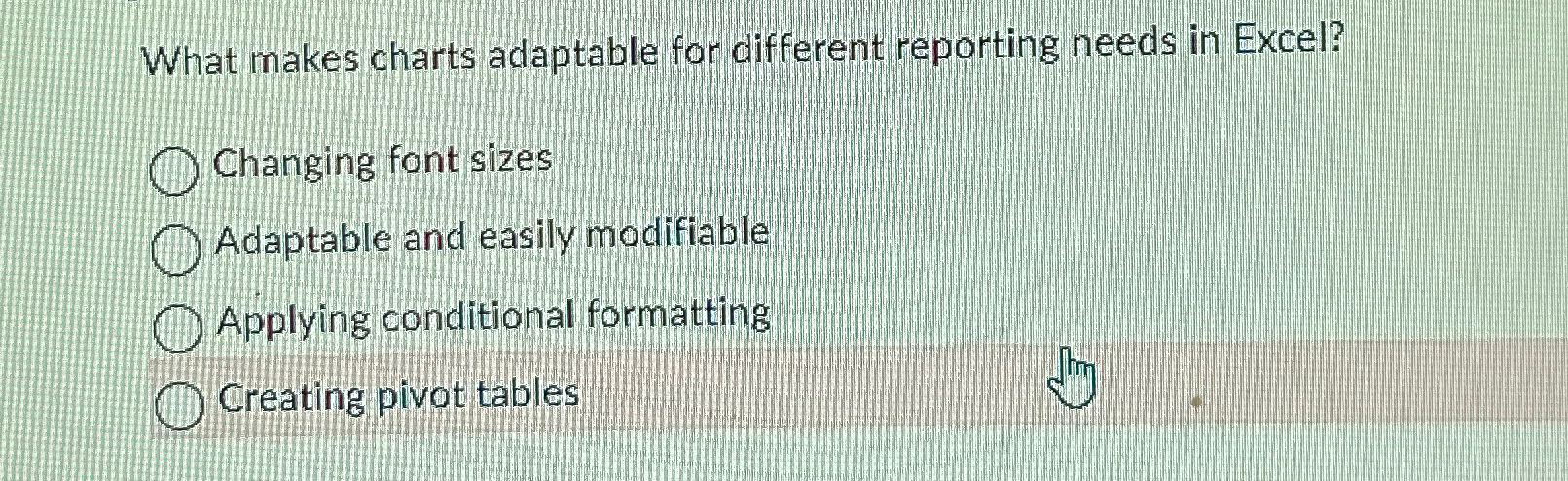 Solved What makes charts adaptable for different reporting | Chegg.com
