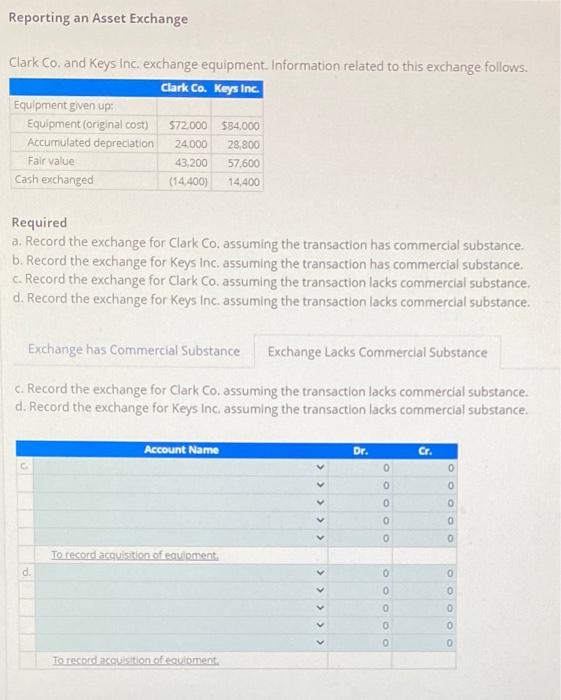 Solved help me solve for reporting an asset exchange. i | Chegg.com