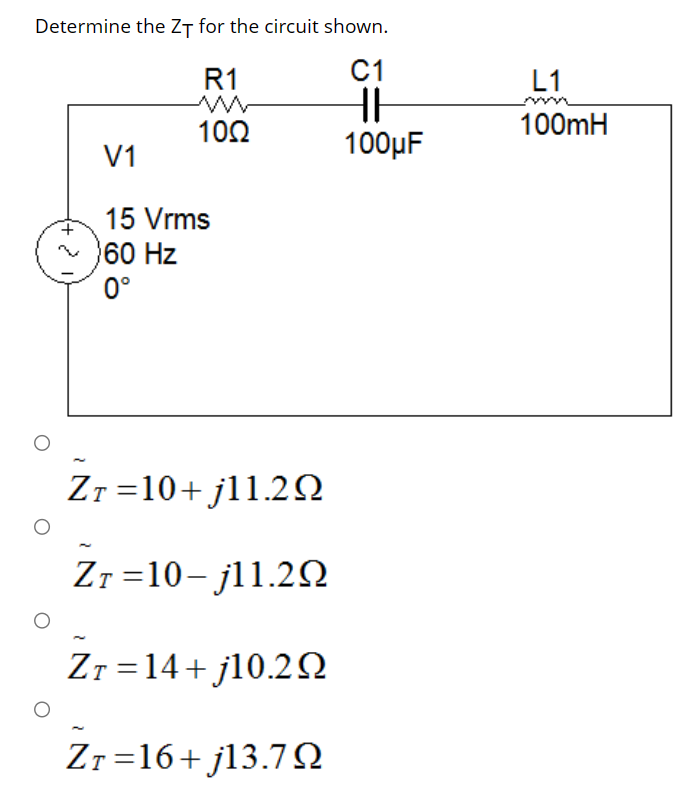 Solved Determine the ZT ﻿for the circuit | Chegg.com