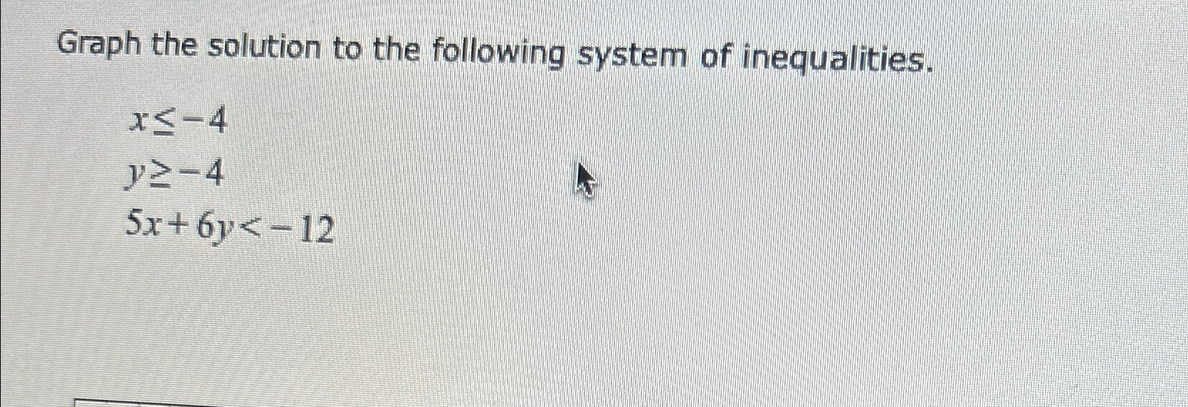 Solved Graph the solution to the following system of | Chegg.com