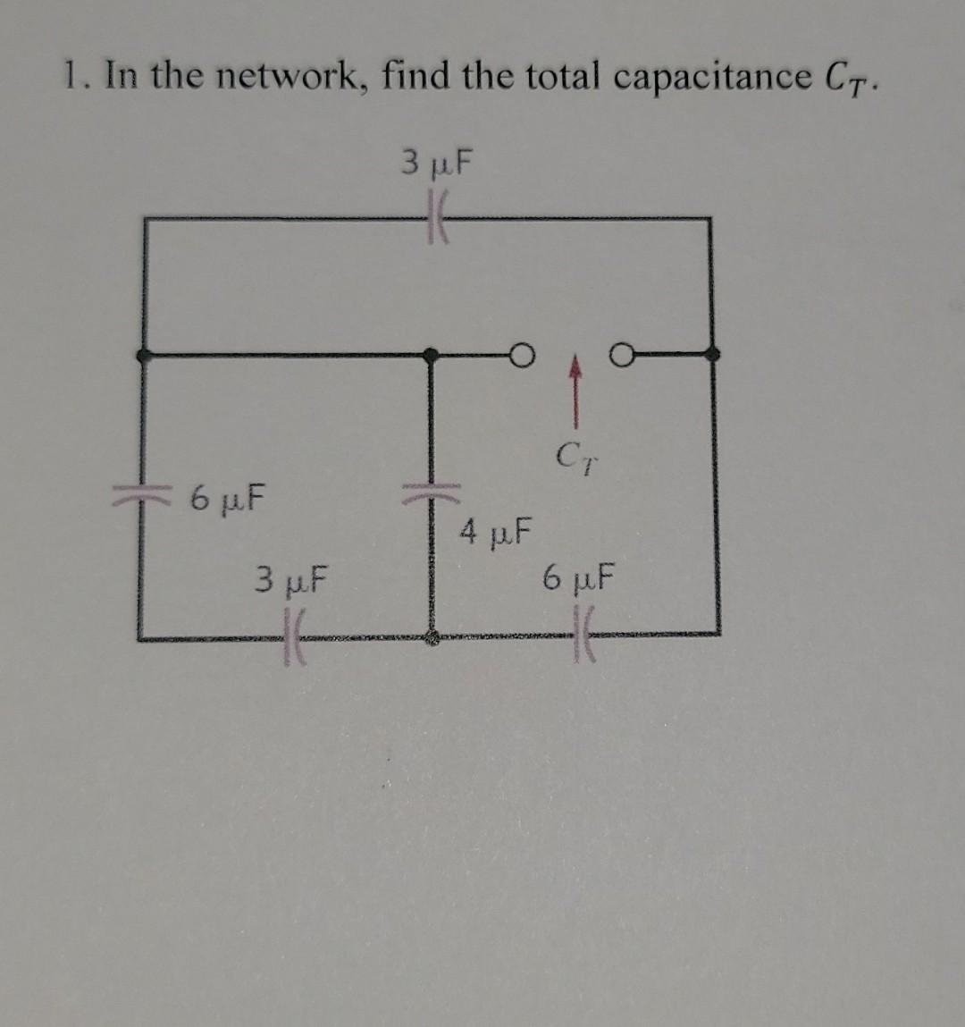 Solved 1. In the network, find the total capacitance CT: 3 | Chegg.com