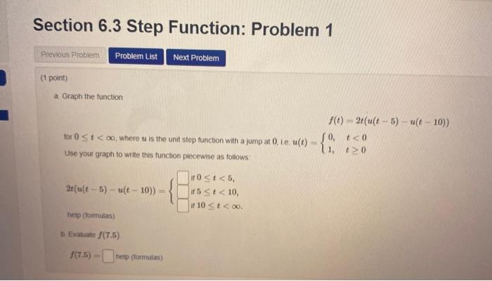 Solved Section 6 3 Step Function Problem Previous Problem