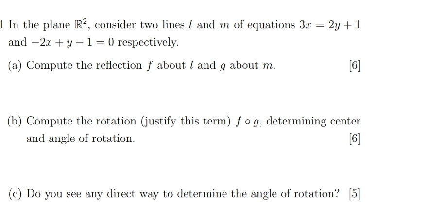 Solved 1 ﻿In the plane R2, ﻿consider two lines l ﻿and m ﻿of | Chegg.com