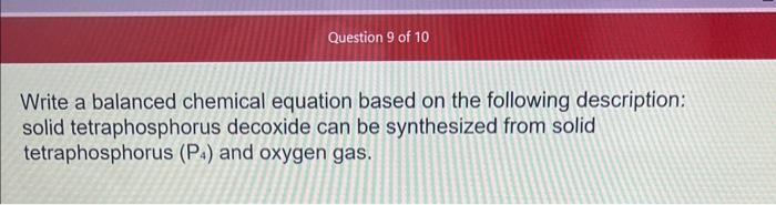 Solved Write a balanced chemical equation based on the | Chegg.com