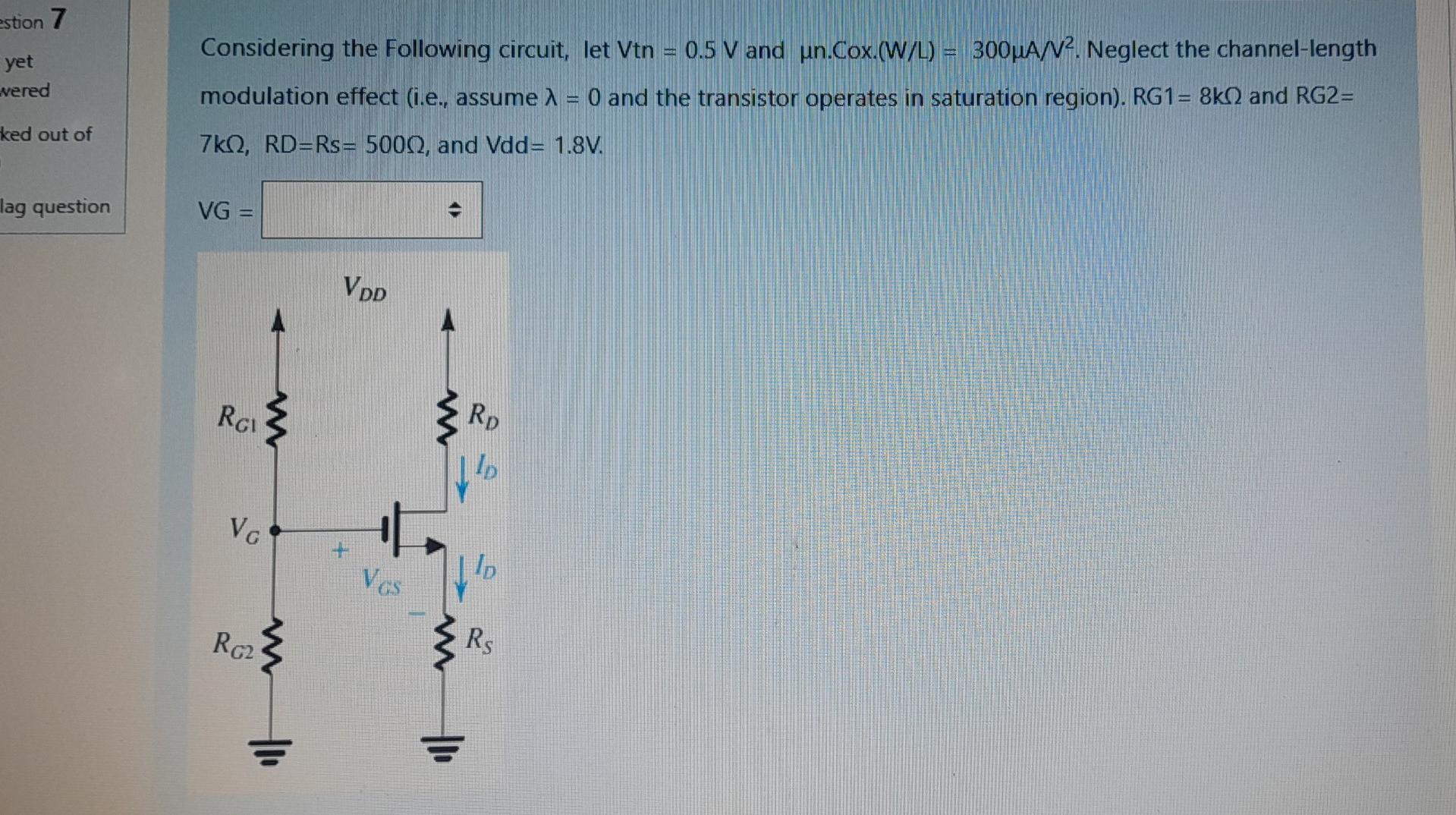 Solved estion 7 yet vered Considering the Following circuit, | Chegg.com