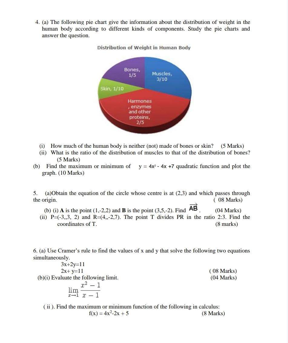 Solved 4. (a) The following pie chart give the information | Chegg.com