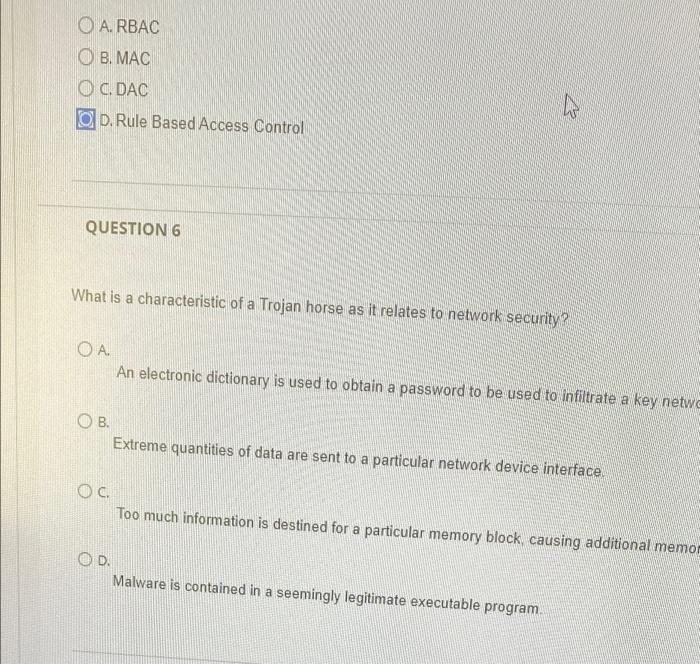 Solved OA.RBAC OB. MAC k OC. DAC OD. Rule Based Access | Chegg.com